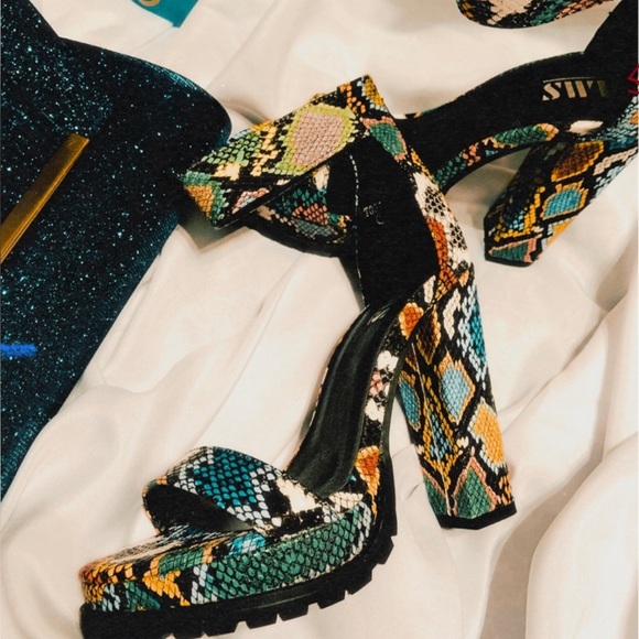 Shoes | Multi Snakeskin Print Sandals | Poshmark